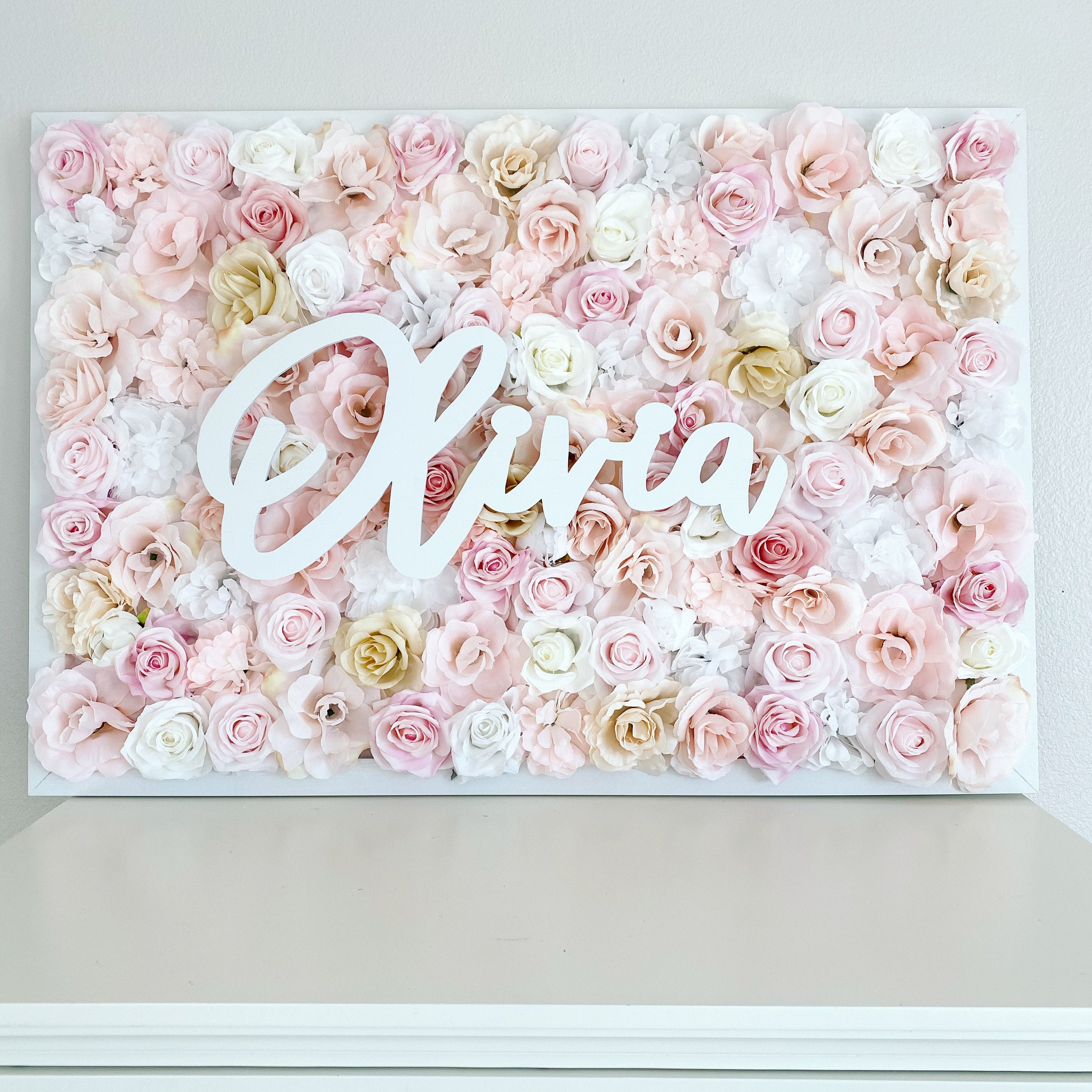 Custom Letter Floral Wall with Name Sign Silk Flower Personalized Deco ...