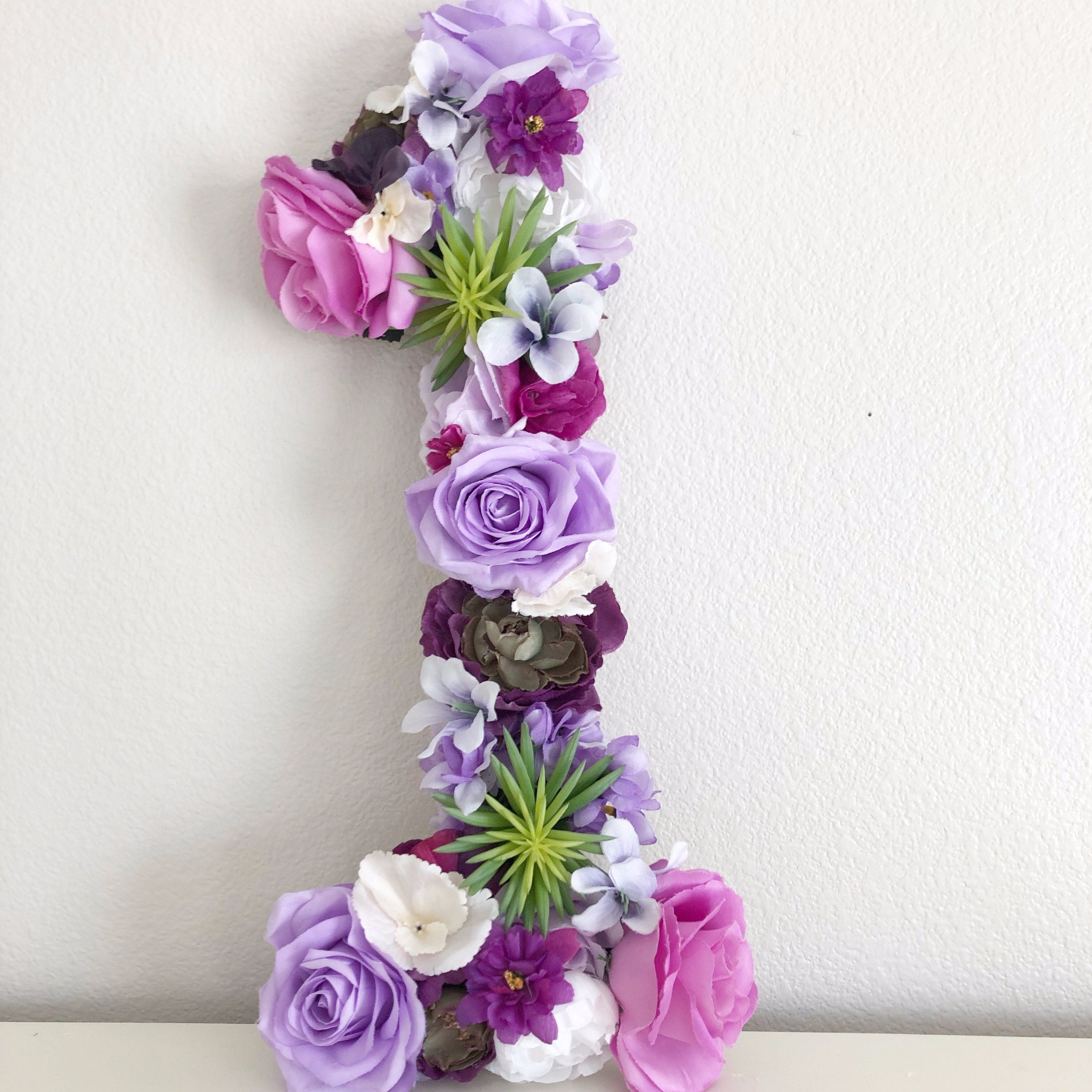 Personalized Floral Numbers Letters Event Milestone Sign Faux Flower ...