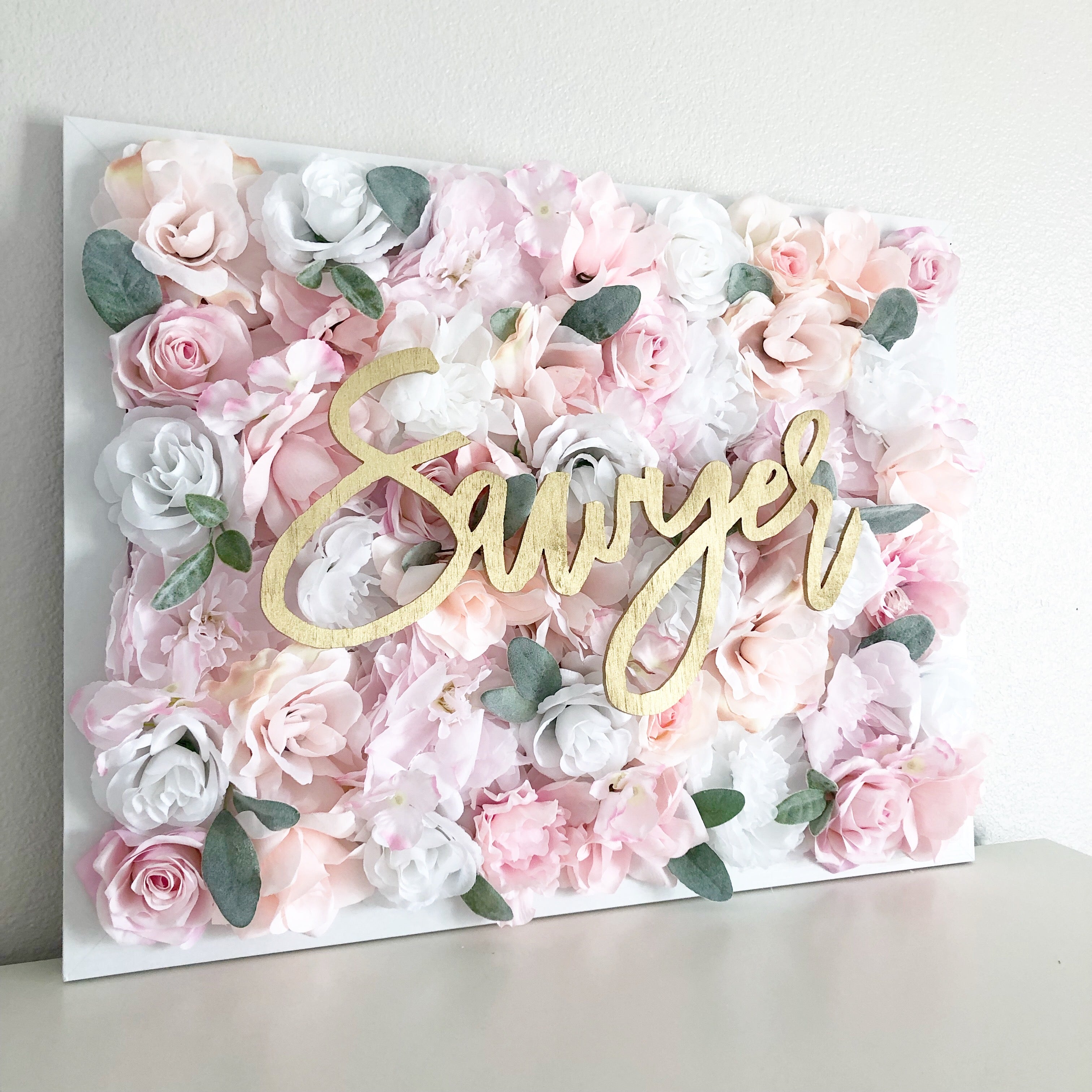 Custom Baby Flower Wall with Name Sign Floral Nursery Decor – Rosey ...