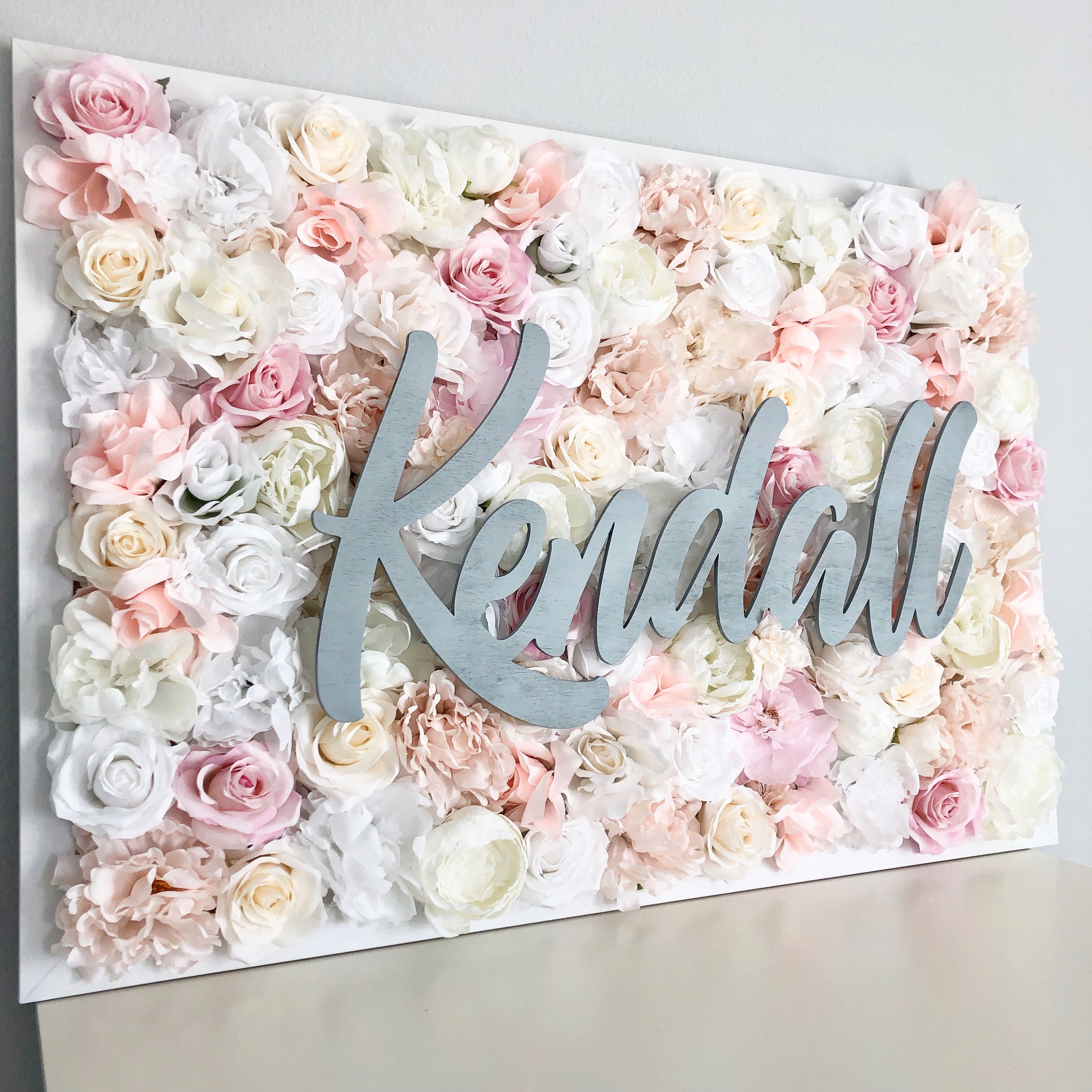 Flower Wall with Name Sign Custom Wedding Backdrop – Rosey Studio Co